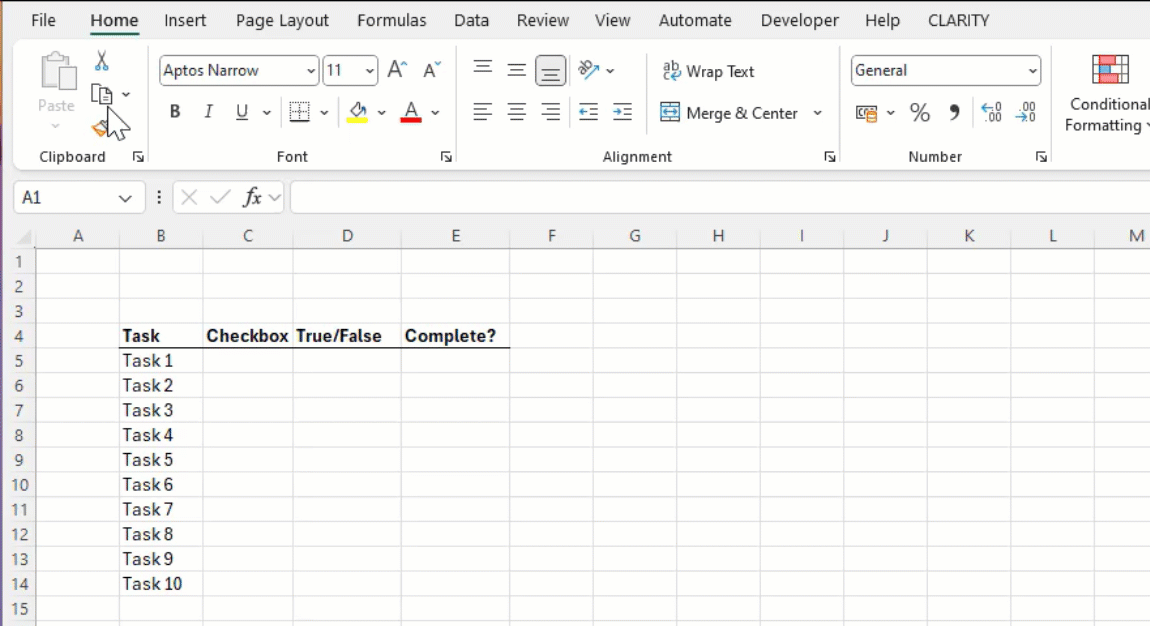 Excel Checkboxes | Full Stack Modeller
