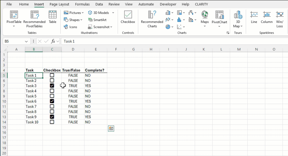 Excel Checkboxes | Full Stack Modeller