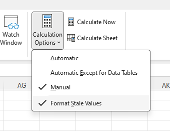 Excel Stale Value Formatting | Full Stack Modeller