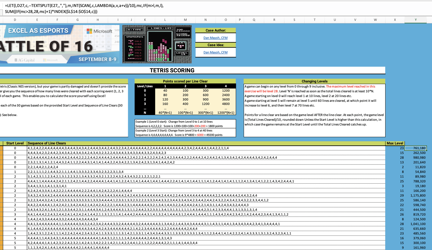 Full Stack Modeller Solutions to the Tetris Excel Battle Challenge