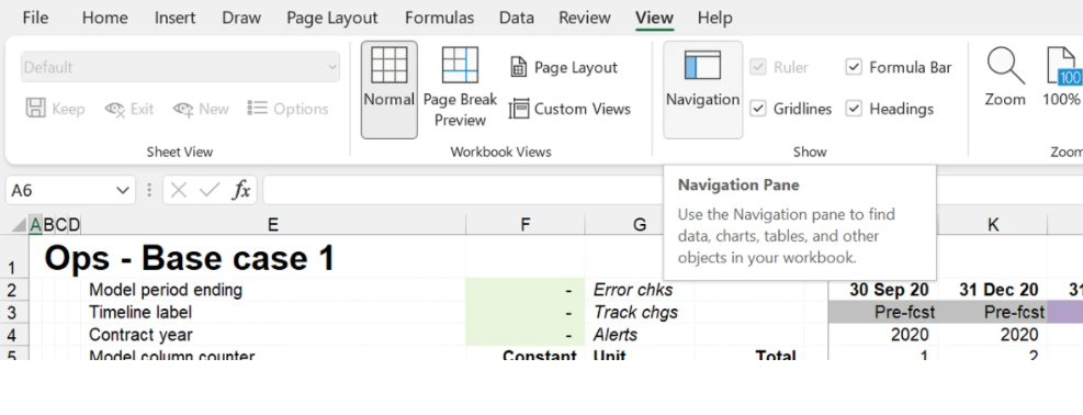 The Excel Navigation Pane | Full Stack Modeller