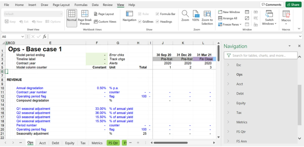The Excel Navigation Pane | Full Stack Modeller